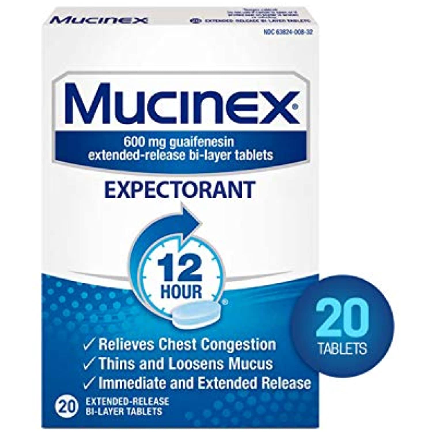 Chest Congestion, Mucinex Expectorant 12 Hour Extended Release Tablets ...